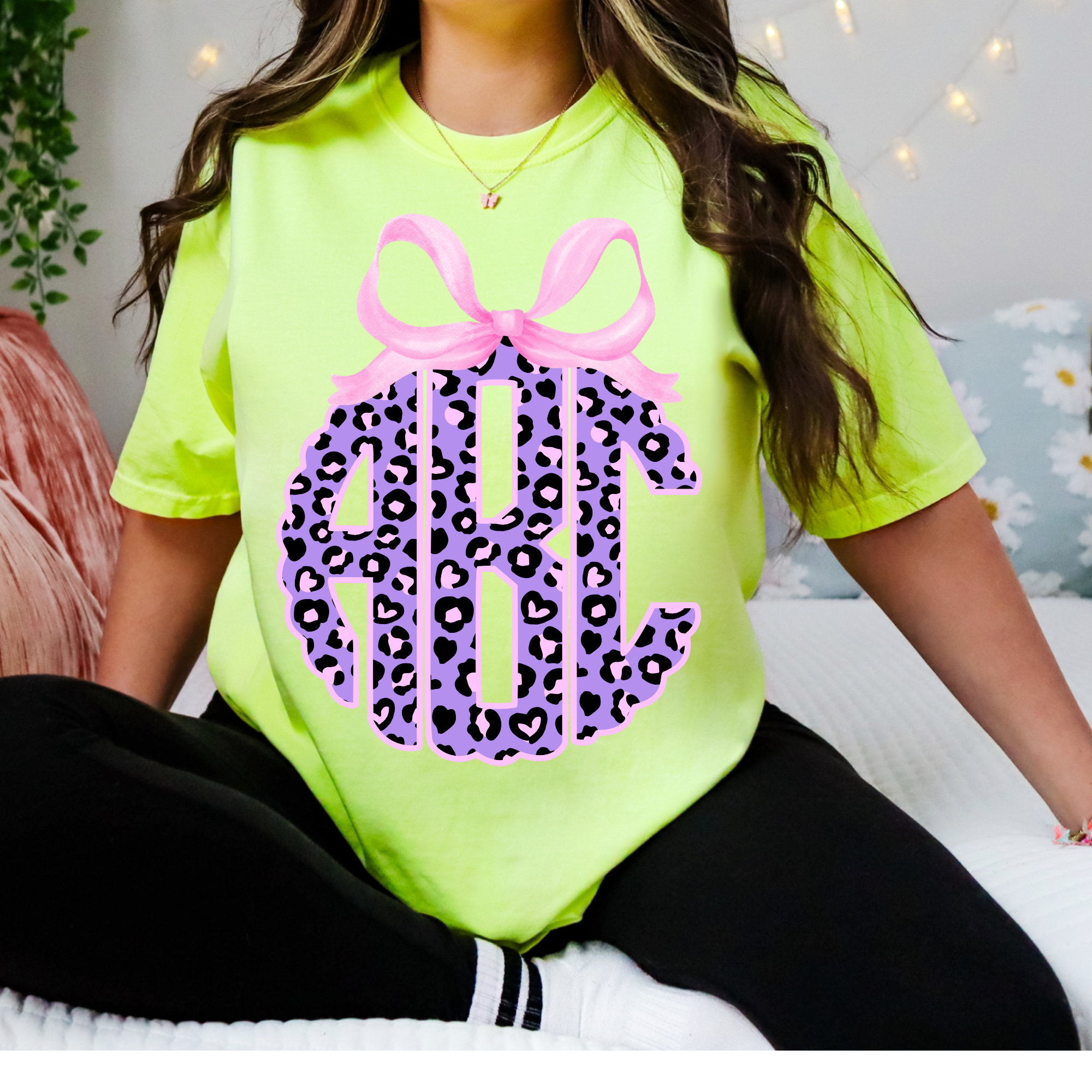 Purple Cheetah Scalloped Bow - Custom Monogram Transfer – Classy Crafts