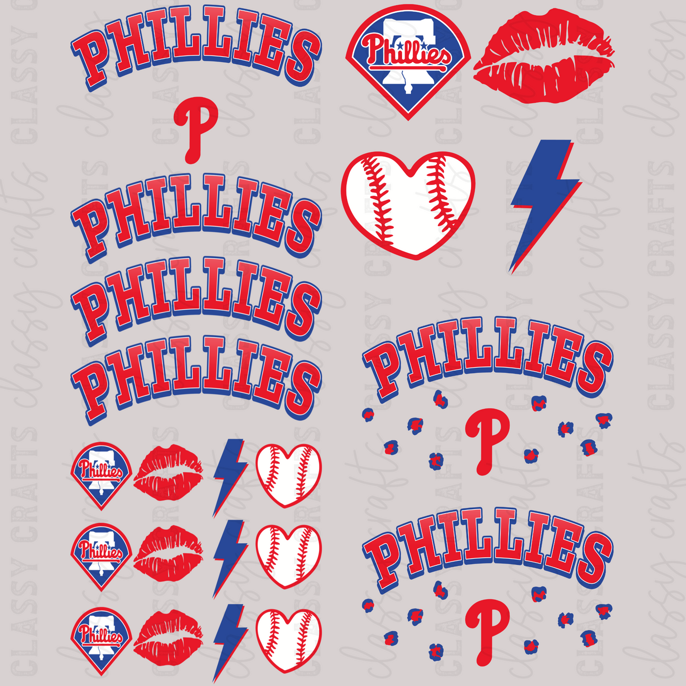 Phillies - 30x24 - MINI PREMADE GANG SHEET – Classy Crafts