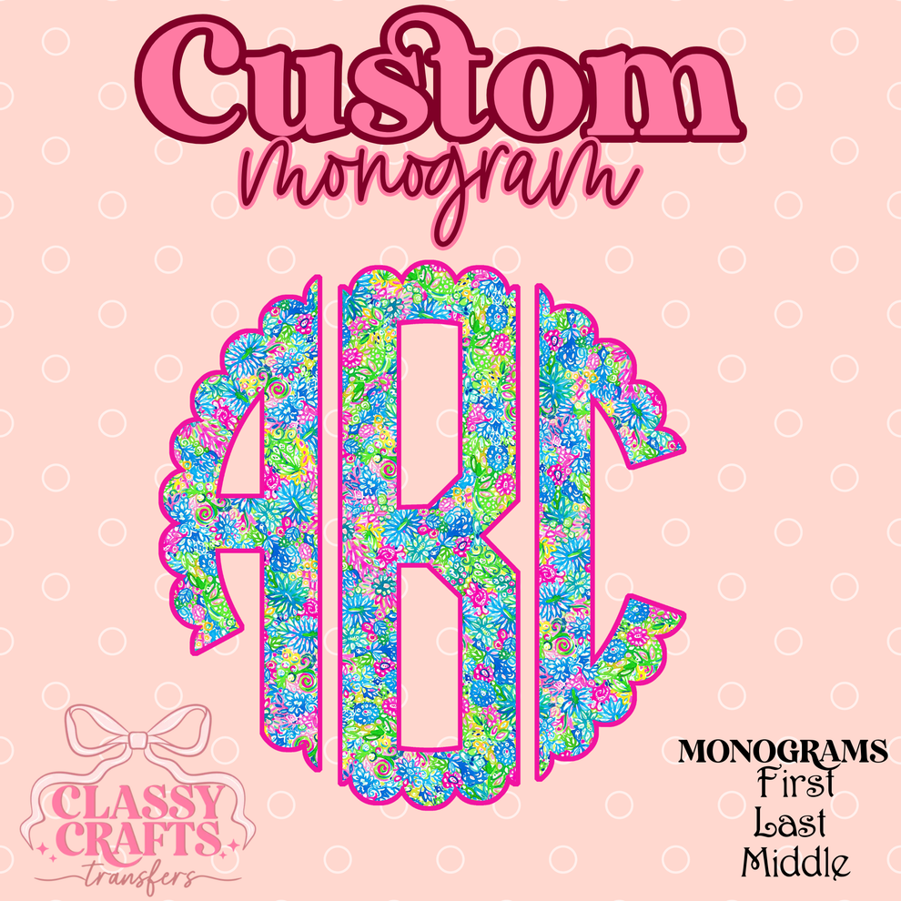 Lilly Exotic Scalloped - Custom Monogram Transfer – Classy Crafts
