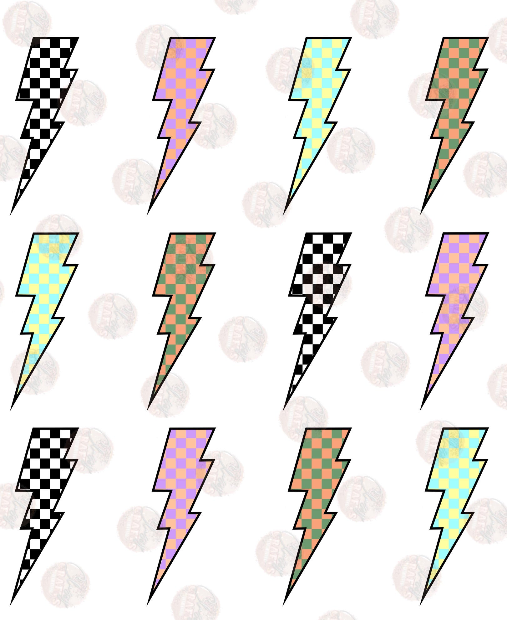 Checkered Bolt - Sublimation Transfer – Classy Crafts