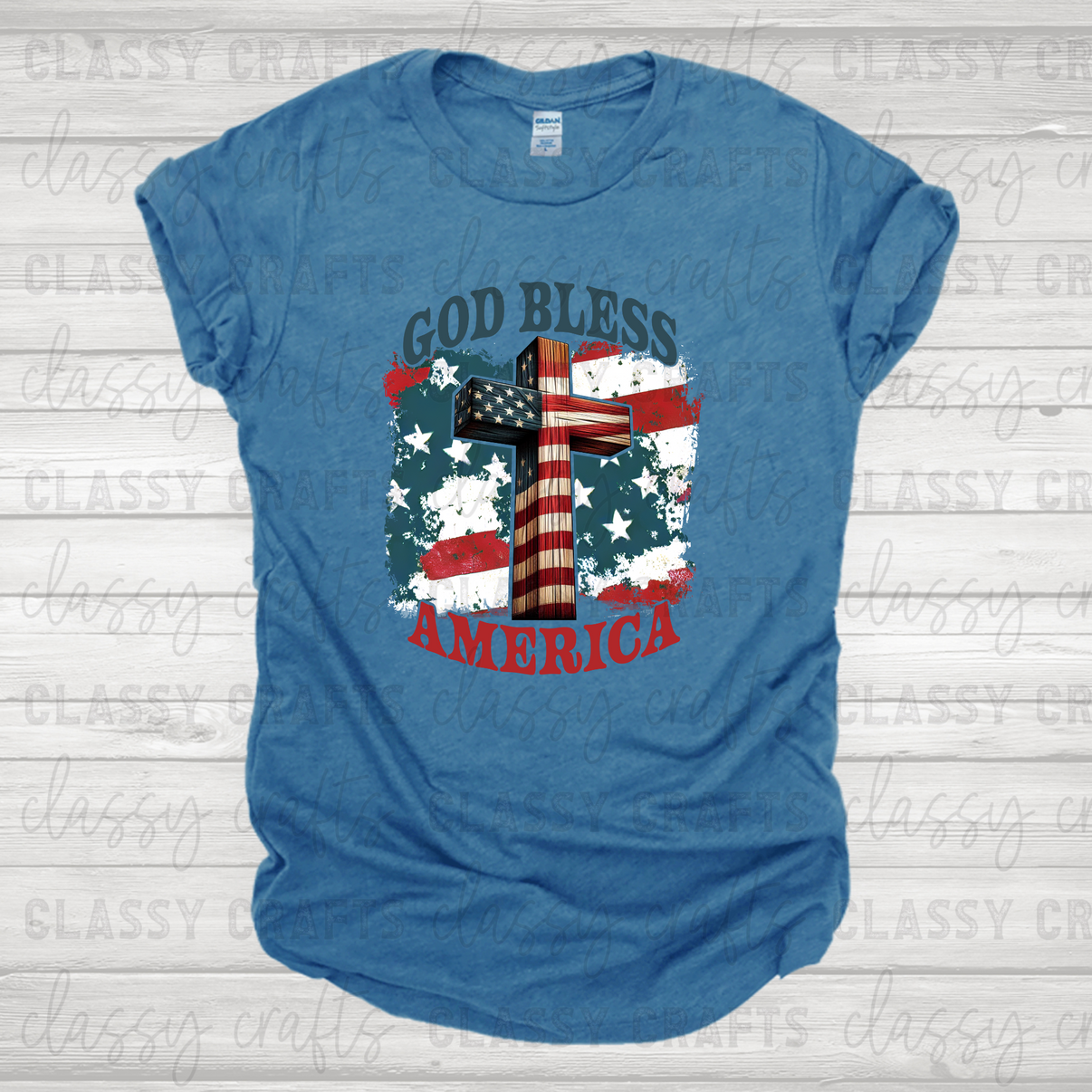 God Bless America Cross and Flag Transfer – Classy Crafts
