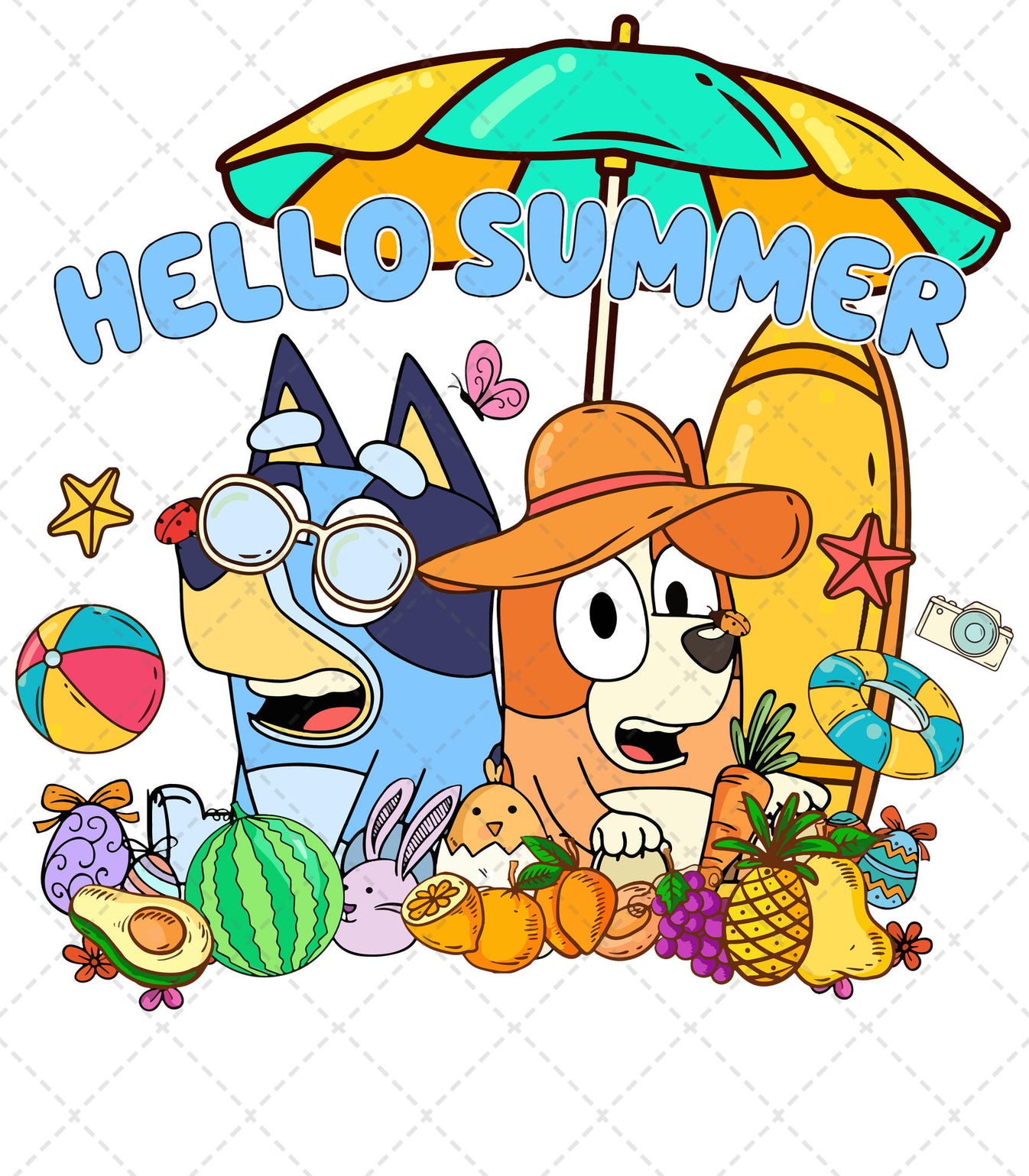 Hello Summer Blue Pup Transfer – Classy Crafts
