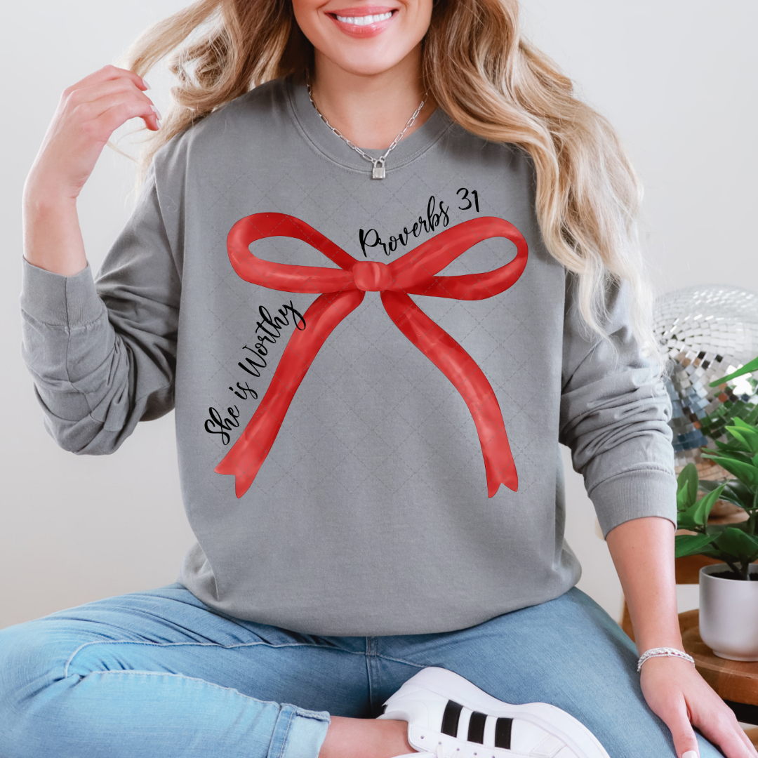 She Is Worthy Bow Transfer – Classy Crafts