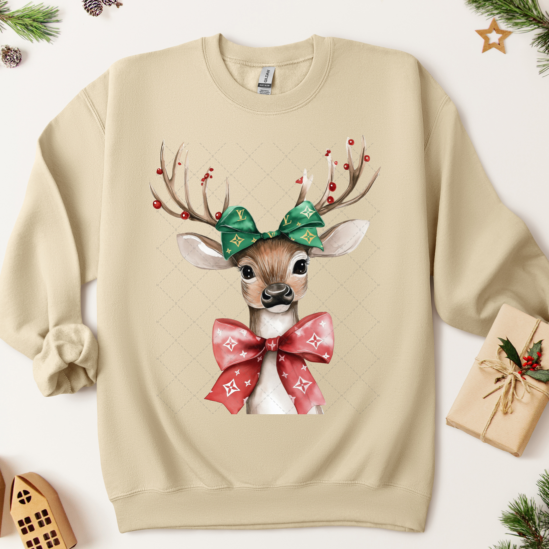 Preppy Reindeer With Bow Transfer – Classy Crafts