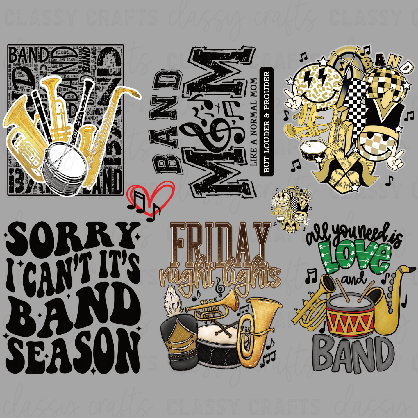 Band - 30x24 -PREMADE GANG SHEET – Classy Crafts