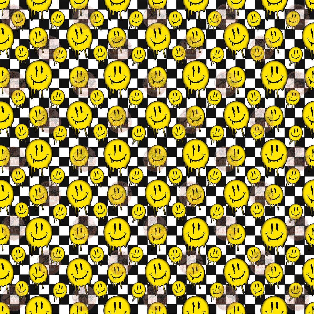 Dripping Checkered Smiley Seamless 2- Sublimation Transfer – Classy Crafts