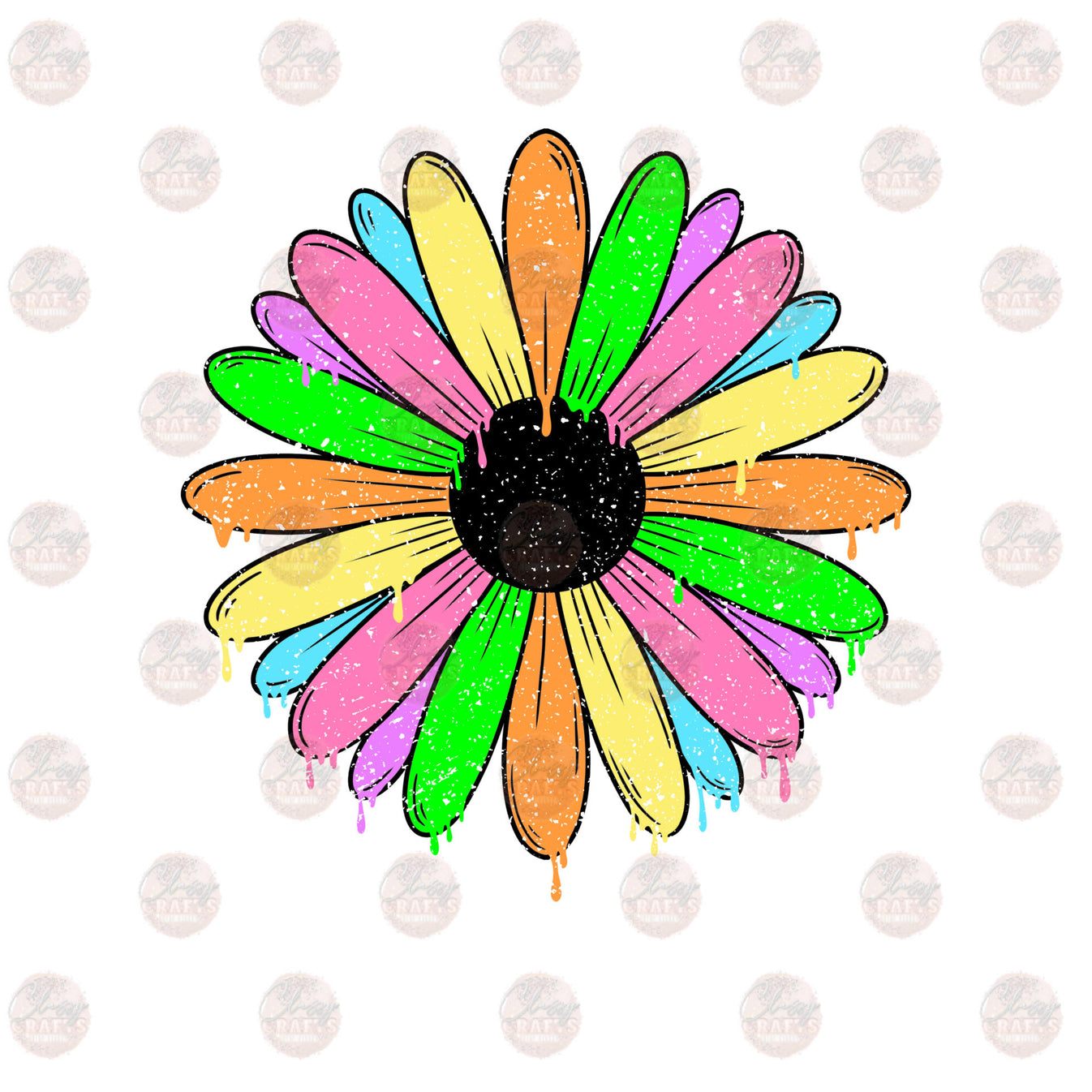 Drippy Rainbow Daisy Transfer – Classy Crafts