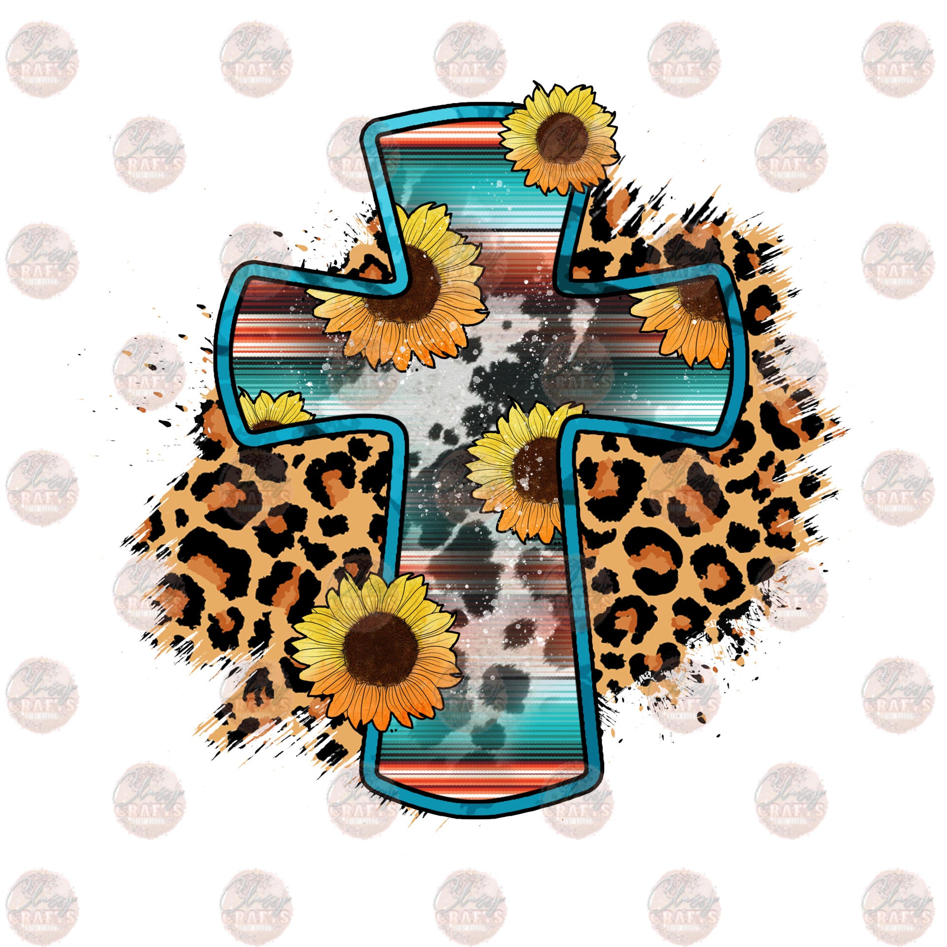Serape Sunflower Cross Transfer – Classy Crafts
